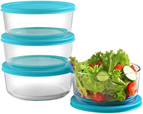 Amazon.com: Pyrex Storage 4 Cup Round Dish, Clear with Blue Lid, Pack ...