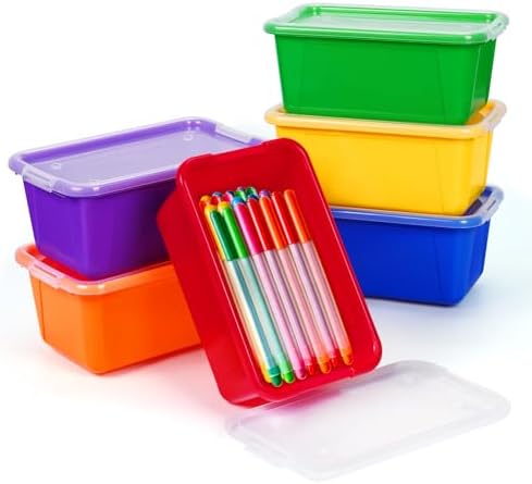 Amazon.com: Tuanse 24 Pack Small Plastic Cubby Bins Colorful Storage ...