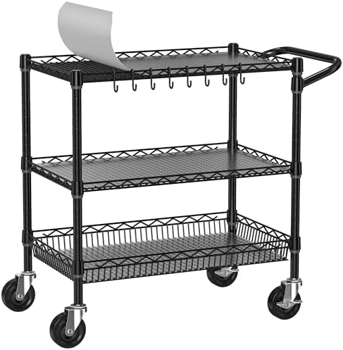 Amazon.com: Folews Heavy Duty Rolling Cart with Wheels, 3 Tier ...