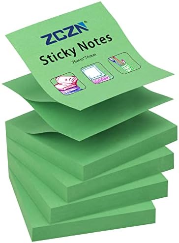 ZCZN Pop-up Sticky Notes 76 x 76 mm, 4 Pads Bright Colour Self-Stick ...