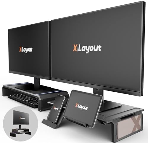 Amazon.com: Xlayout Dual Monitor Riser, X-Central Foldable Monitor ...