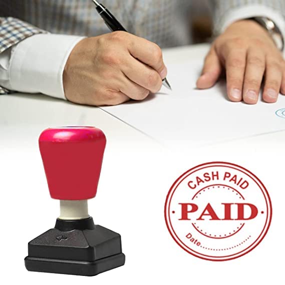 POWSUN ; Square Cash Paid Self Ink Rubber Stamp Size: 30 x 30 MM (Pack ...