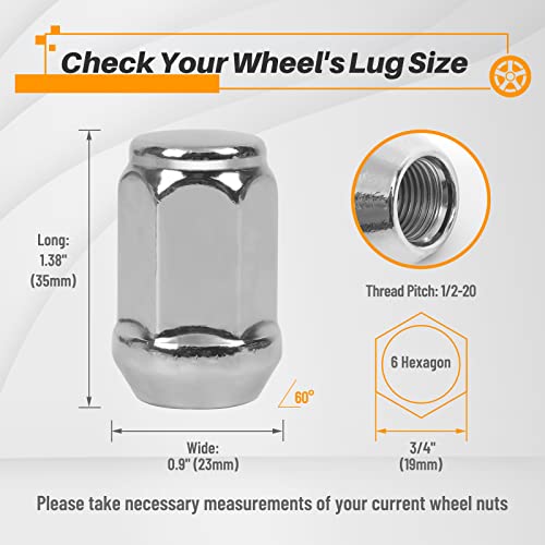 Snapklik.com : 1/2-20 Chrome Lug Nuts - Replacement For Aftermarket ...