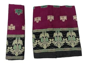 Traditional Assamese Mekhala Chador Set, Red and Black, Acrylic with ...