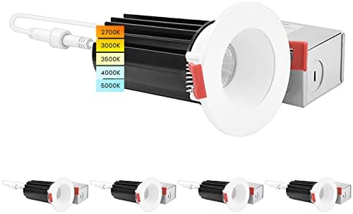 LUXRITE 2 Inch LED Recessed Lighting with Junction Box, 15W, 5 Color ...