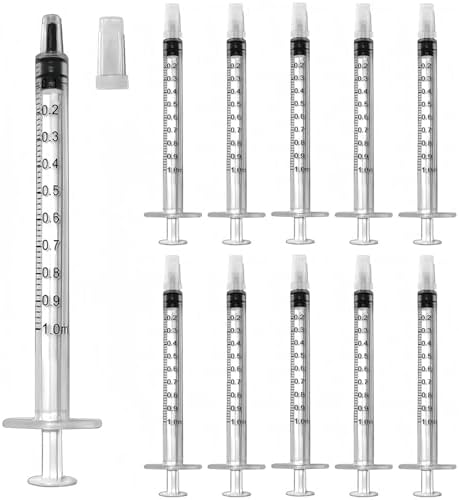 Amazon.com: 100 Pack 1ml Syringe with Cap for Liquid, 1cc Plastic Small Syringes with Cover, Non ...