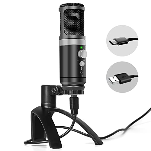 Moman Microfono USB, Microphone PC Condensador Plug & Play con Trípode ...