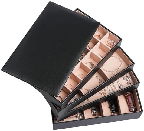 Amazon.com: Voova Stackable Jewelry Organizer Tray with Lid, PU Leather ...