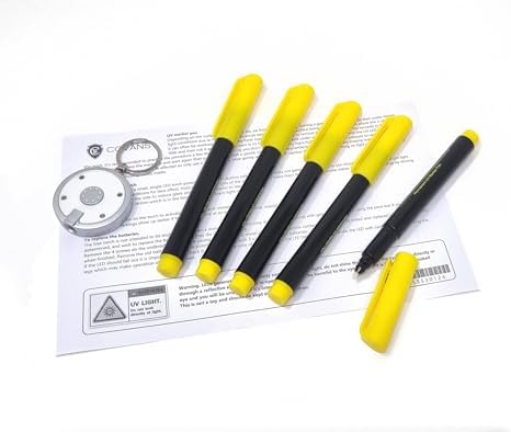 Covans 5 x UV Ink Permanent Marker Pen. Ultra Violet Security Markers ...
