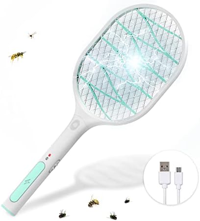 KEPLIN Rechargeable Electric Fly Zapper Racket - 57cm Long, Premium Bug ...