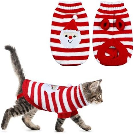 Amazon.com : GOYOSWA Cat Christmas Sweater Pet Winter Warm Coat Pajamas ...