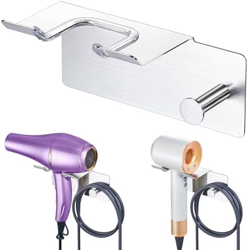 Amazon.com: Hair Dryer Holder Wall Mounted, Black Blow Dryer Holder ...
