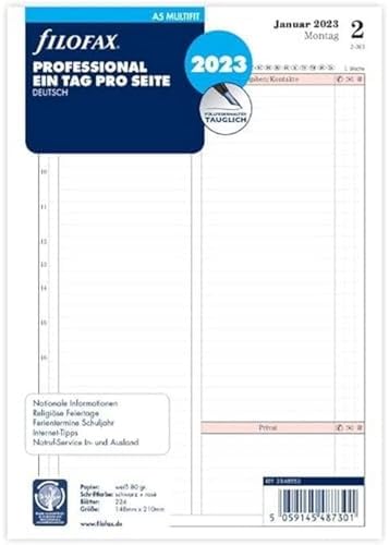Filofax A5 Professional 1 Tag auf 1 Seite (deutsch)2023 : Amazon.de ...