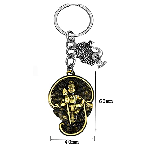 AFH Murugan Kartikeya Shiv Kumar Peacock Nazar Charm Bronze Keychain ...