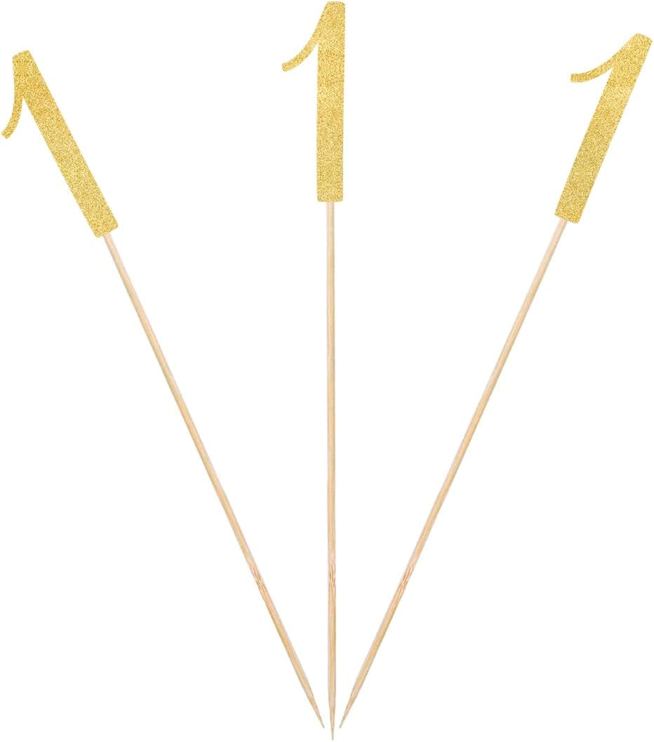 Amazon.com: Gold Glitter 1st Birthday Centerpiece Sticks, 12-Pack ...
