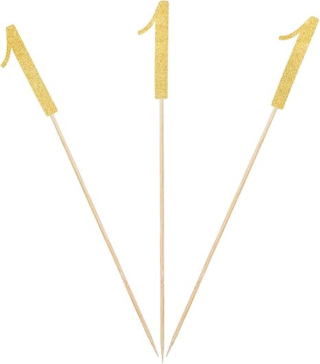 Amazon.com: Gold Glitter 1st Birthday Centerpiece Sticks, 12-Pack ...