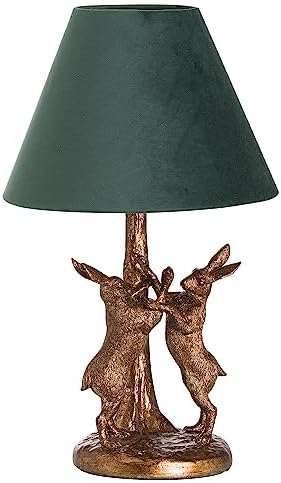 Britalia Antique Gold Marching Hares Sculpture Vintage Table Desk Lamp ...