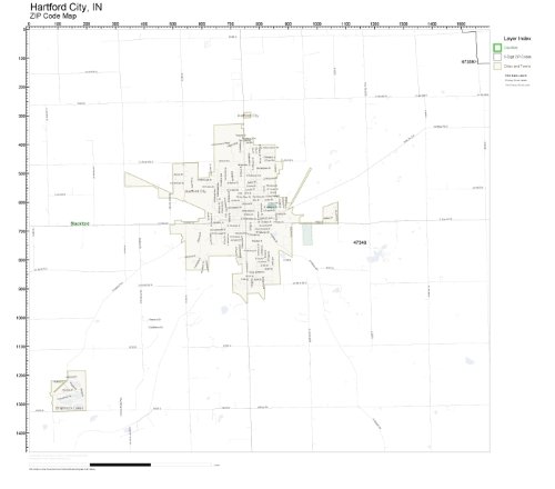 ZIP Code Wall Map of Hartford City, IN ZIP Code Map Not Laminated ...