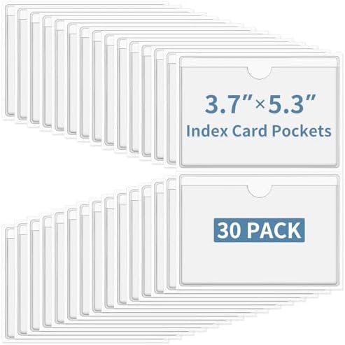 Amazon.com : 30 Pcs Clear Index Card Pockets, Self-Adhesive Label ...