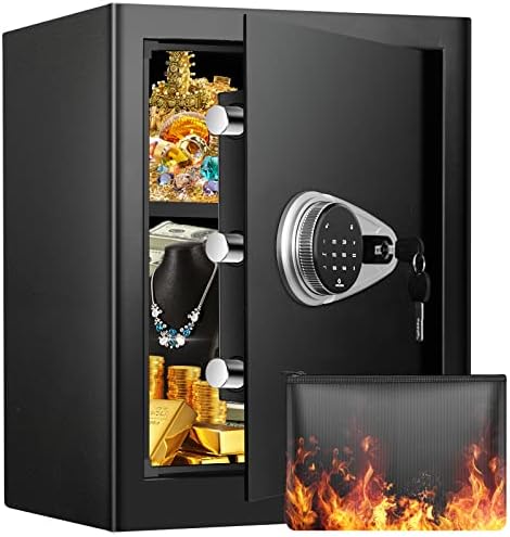 1.0 Cubic Fingerprint Fireproof Home Safe With Fireproof Document Bag ...