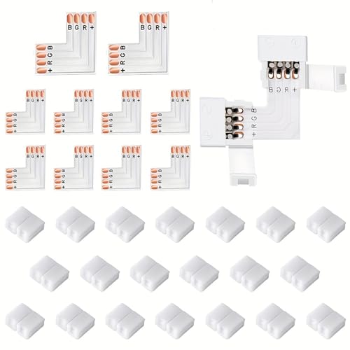 Snapklik.com : L Shape 4-Pin LED Connectors, 10-Pack 10mm Wide Right ...