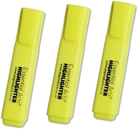 Essential Arts Square Yellow Highlighter Pen Pack of 10 | Chisel Tip ...