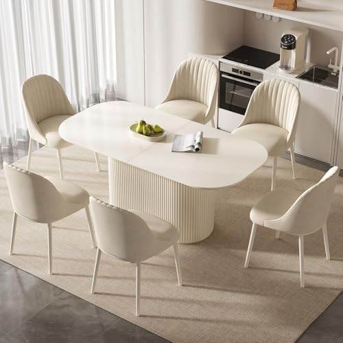 Amazon.com - HOTICKME 70" Oval Dining Table Set for 6, 7 Piece Kitchen ...