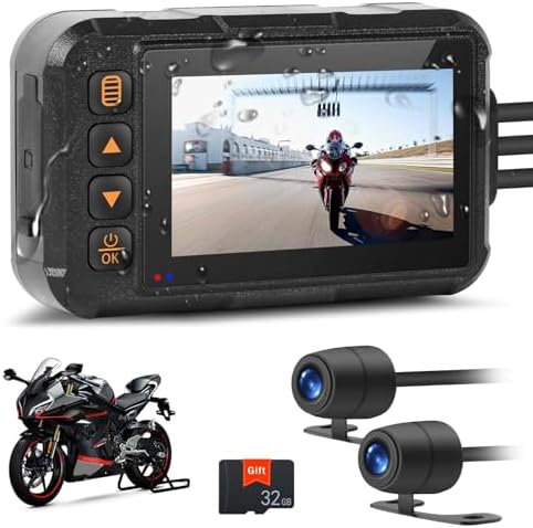 Amazon.com: Motorcycle Dash Cam Dual HD Camera Front and Rear View,3 ...