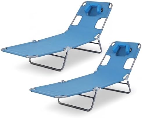 Amazon.com: GYMAX Tanning Chair, 330lbs Beach Chairs with Face Hole ...