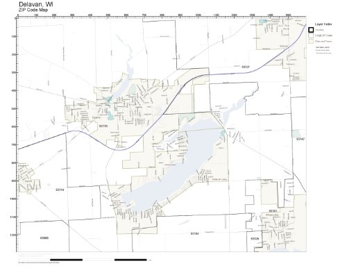 ZIP Code Wall Map of Delavan, WI ZIP Code Map Laminated: Amazon.com ...