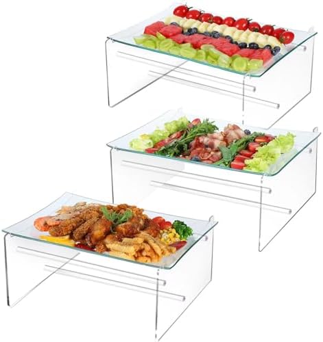 Amazon.com: HeiMma 3 Pack Tempered Glass Serving Platter Tray with ...