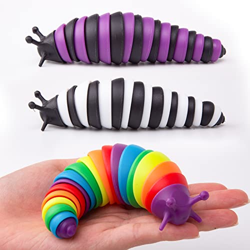 MEIEST 3 PCS Fidget Slug Toys,3D Articulated Stretch Caterpillar ...