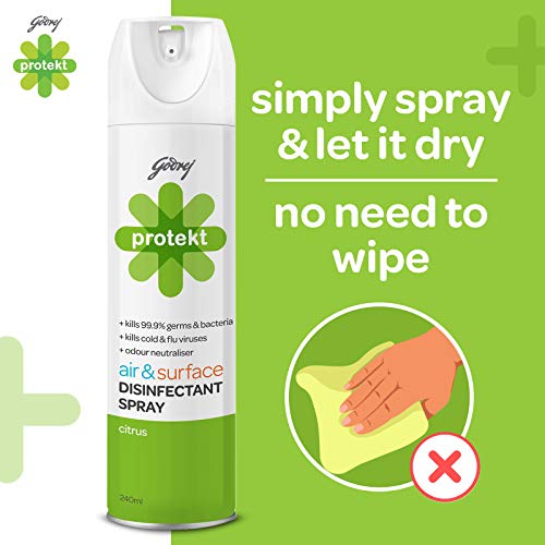 Godrej Protekt Disinfectant Sanitizer Spray, Alcohol-Based, 99.9% Germ ...