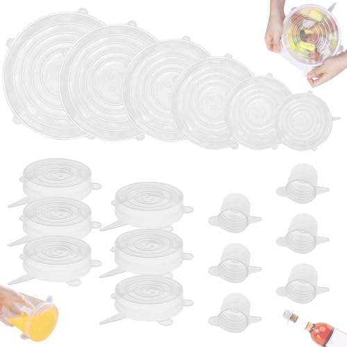 Couvercle silicone alimentaire 18 pieces adaptable ecologique elastique ...