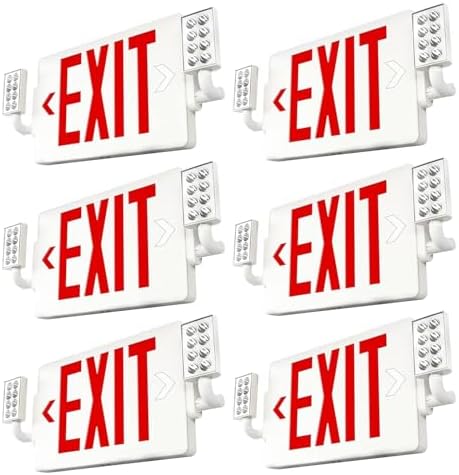 FREELICHT 6 Pack LED Double-Sided Exit Sign with Emergency Lights ...