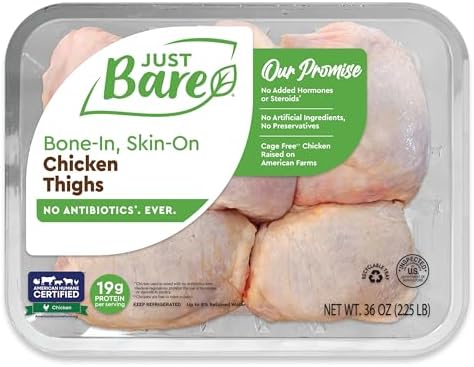 Amazon.com: Just Bare® Natural Fresh Chicken Thighs | Family Pack | No ...