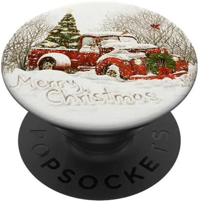 Amazon.com: Merry Christmas Snow Old Vintage Red Truck PopSockets Grip ...