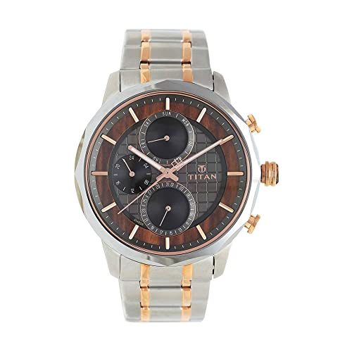 Buy Titan Mens Grandmaster Two Tone Dial Metallic Multi-Function Watch ...