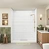 Bathlink Shower Wall Panels, 32D x 60W x 79H, Solid Surface Waterproof Wall Panels for Showers ...