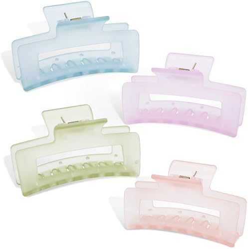 Amazon.com: Qooocy Rectangle Hair Claw Clips Large 4 Inch Matte Clear ...
