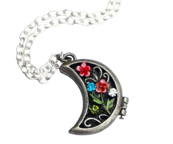 Amazon.com: Adjustable Silver Plated Half Moon Filigree Picture Locket ...