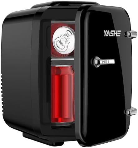 YASHE Mini Fridge, 4 Liter/6 Cans Small Fridge for Skincare, 110V AC ...