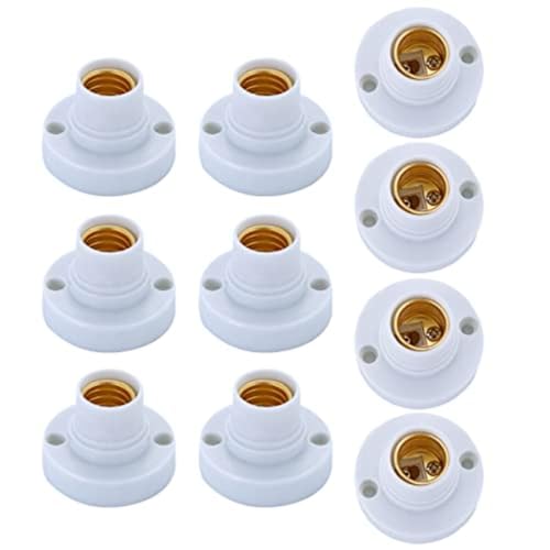 10Pcs Lamp Screw Base, E14 Round Plastic Light Bulb Lamp Socket, Light ...