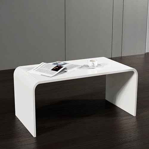 Amazon.com: NICOKI Round Coffee Table, 31.5" L x 22" W Modern White ...