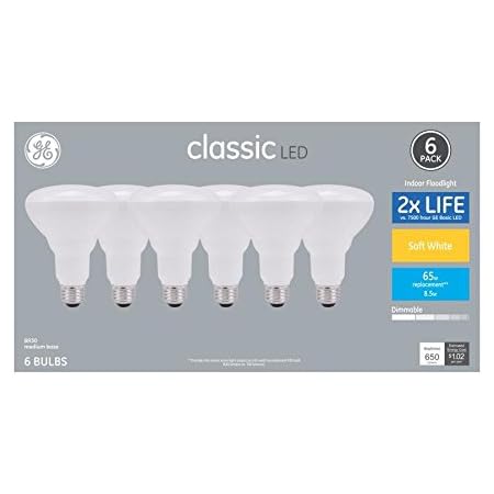 GE Classic 65 W Equivalent Dimmable Soft White R30 LED Light Bulbs, 6 ...