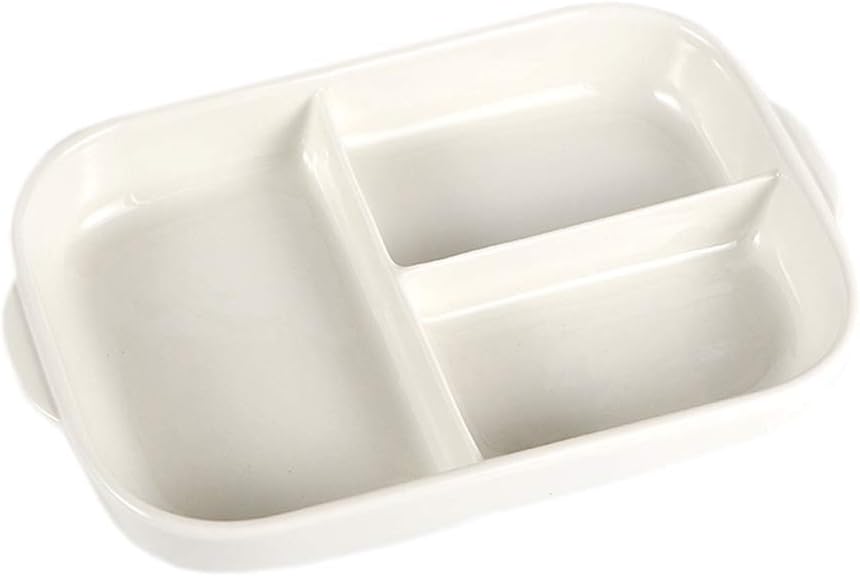 Amazon.com: Juvale 4 Pack White Ceramic Divided Plates with Sauce ...