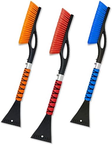 EcoNour 27" Aluminum Car Snow Scraper and Brush (Orange, Red & Blue ...
