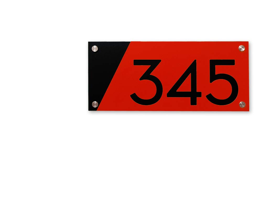 Amazon.com: Modern House Numbers, Red Alucobond with Black Acrylic ...