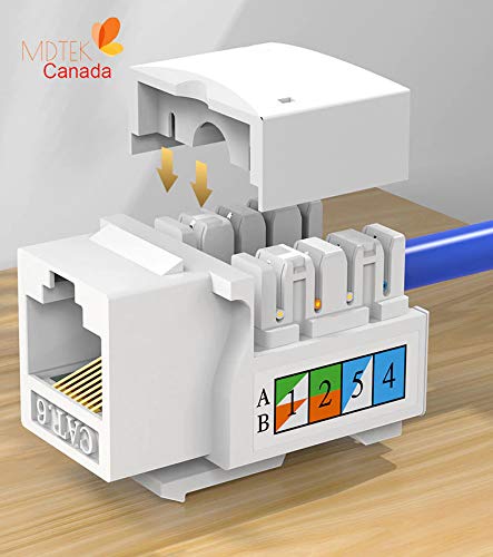 [MDTEK-Canada] 90 Degree Cat6 Cat5A RJ45 Keystone Jack Insert, Cat 6 ...