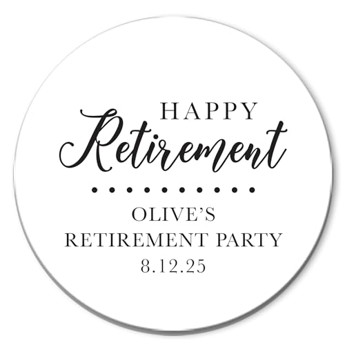 Amazon.com: Elegant Happy Retirement Party Favor Stickers, Custom Thank ...